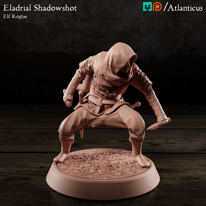 3D Printable Male Elf Rogue - Eladrial Shadowshot - BUNDLE by Atlanticus Arts